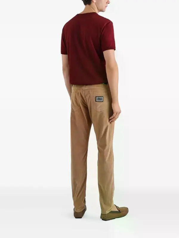 Dolce & Gabbana Corduroy Trousers With Logo Plaque