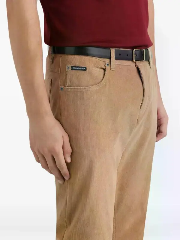 Dolce & Gabbana Corduroy Trousers With Logo Plaque