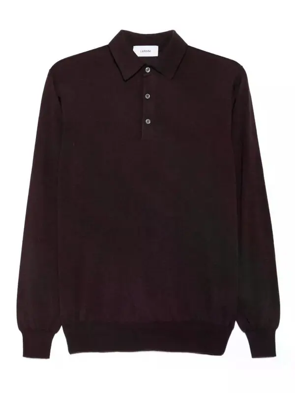 LARDINI Long-sleeve Button Polo Shirt - Purple
