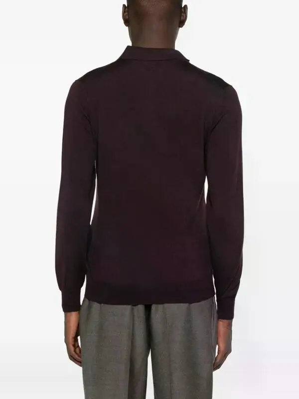 LARDINI Long-sleeve Button Polo Shirt - Purple