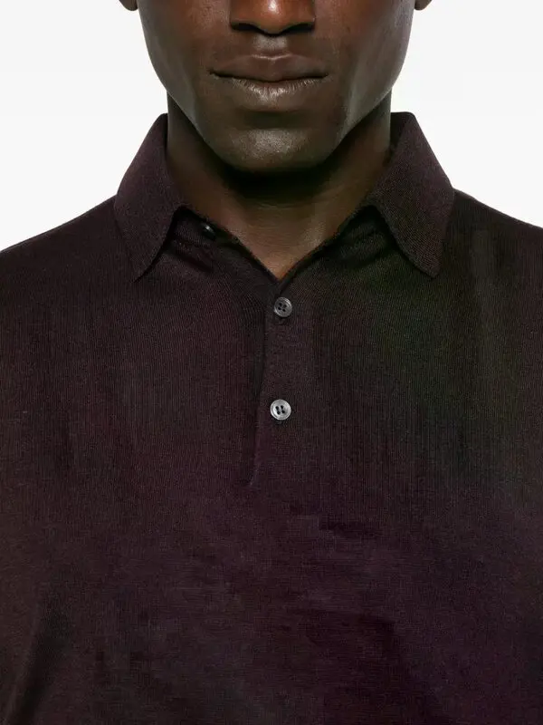 LARDINI Long-sleeve Button Polo Shirt - Purple