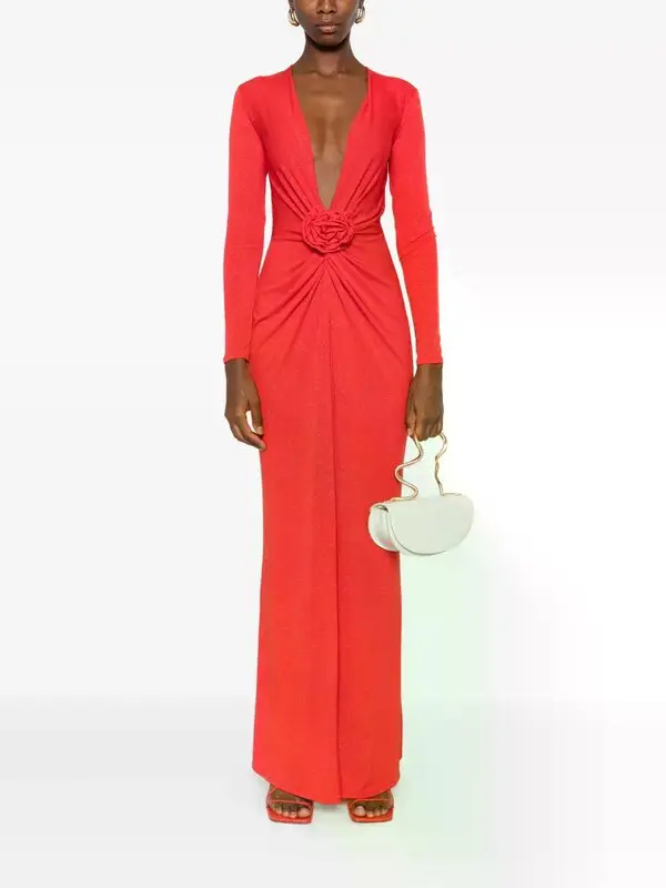 ROSERRY Mallorca Rose-embellished Maxi Dress - Red