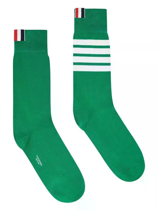 Thom Browne Four-bar Ribbed Socks - Green