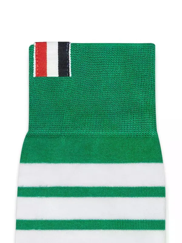 Thom Browne Four-bar Ribbed Socks - Green
