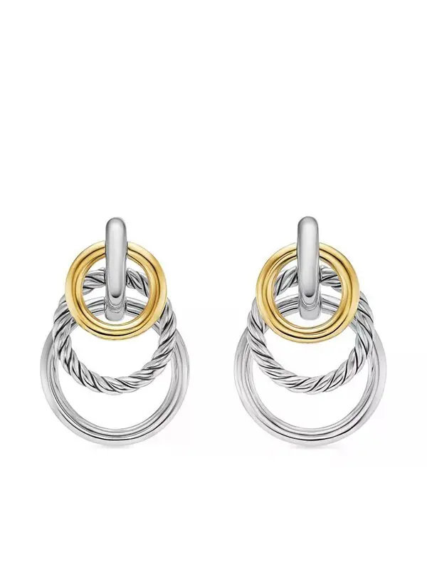 David Yurman 18k Yellow Gold Dy Mercer® Hoop Earrings - Silver