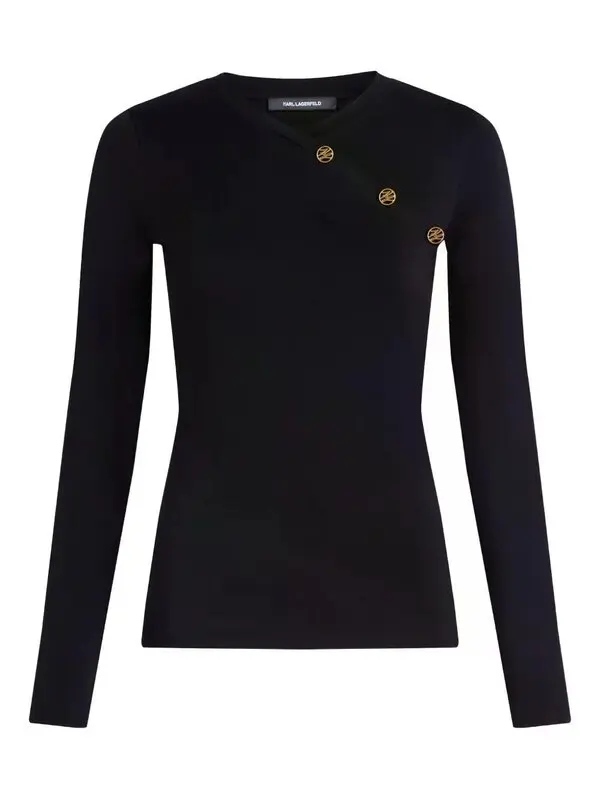Karl Lagerfeld Button-embellished Long-sleeve Top