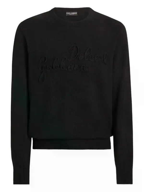 Dolce & Gabbana Crew-neck Logo-embroidered Sweater - Black