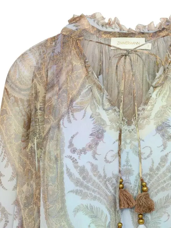 Zimmermann Paisley-print Ruffled Blouse - Black