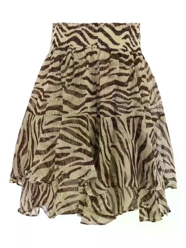 MC2 SAINT BARTH Eivissa Zebra-print Ruffled Mini Skirt