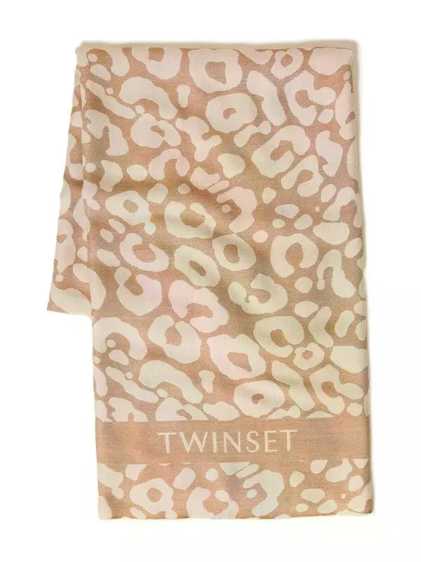 TWINSET Leopard-print Fringed Scarf - Brown