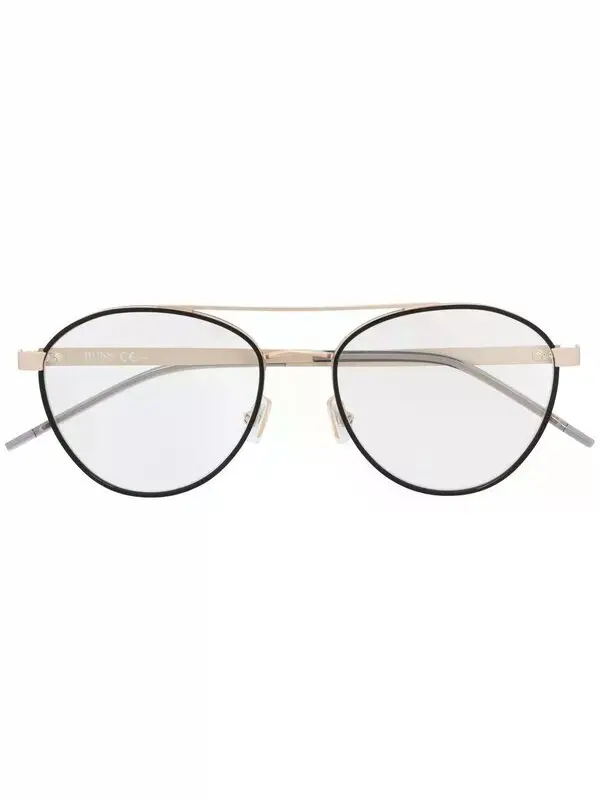 BOSS Polished-effect Round-frame Glasses