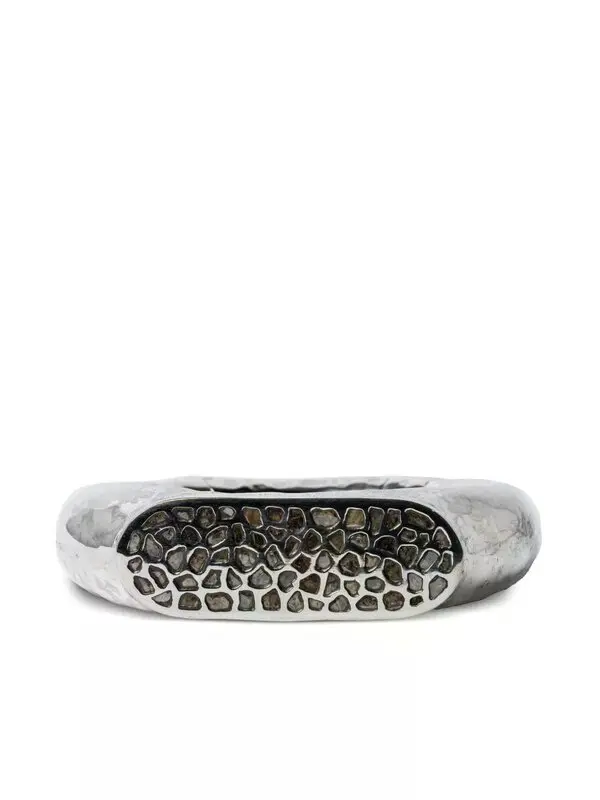PARTS OF FOUR Thick Roman Hammered Diamond Bracelet - Silver