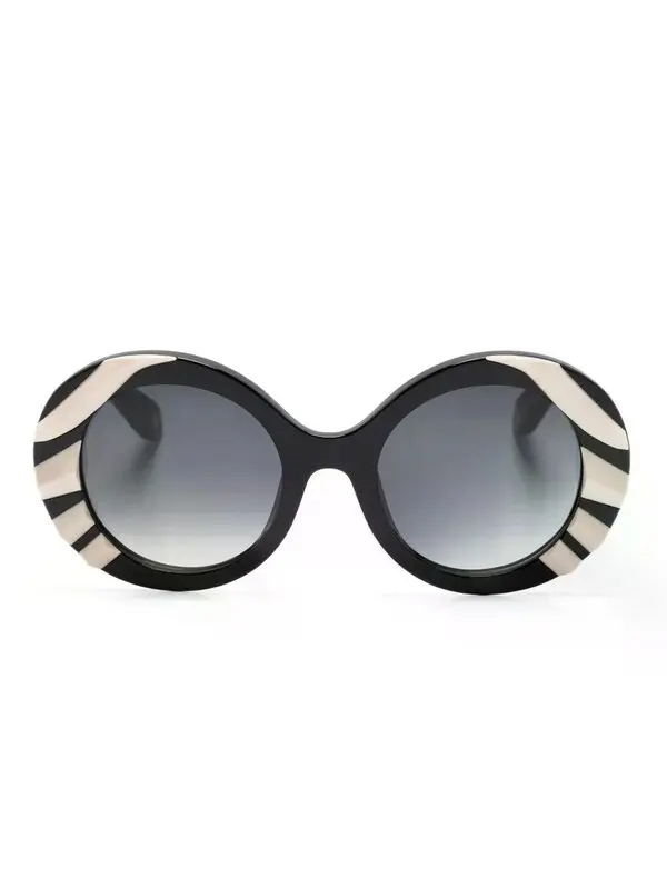 Roberto Cavalli 3d-detail Round-frame Sunglasses - Black