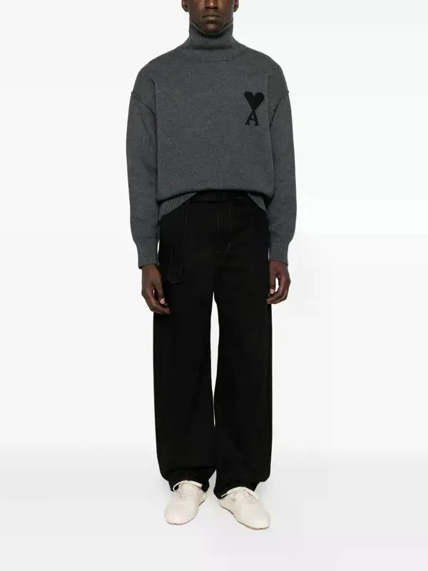 AMI Paris De Coeur Roll-neck Sweater - Grey