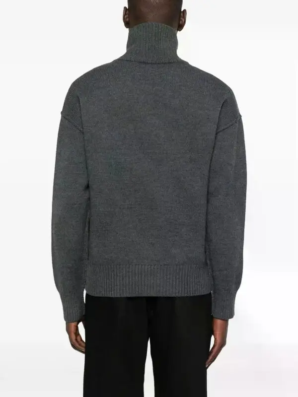AMI Paris De Coeur Roll-neck Sweater - Grey