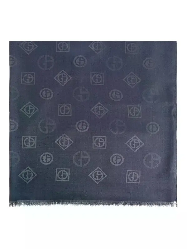 Giorgio Armani Logo-pattern Jacquard Scarf - Blue
