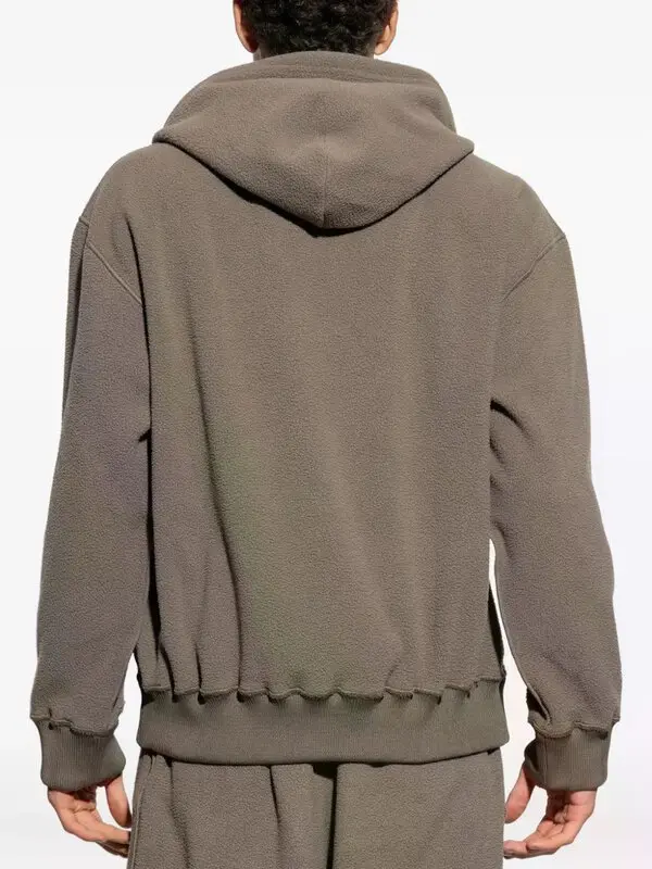 MAISON MARGIELA Numbers-embroidered Fleece Hoodie - Brown