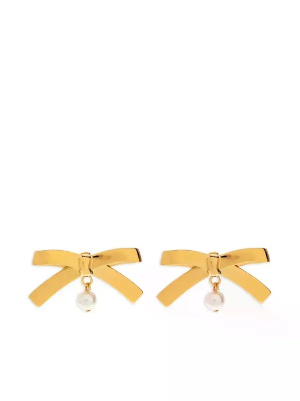 Moschino Bow-shape Pearl-embellished Earrings - Gold