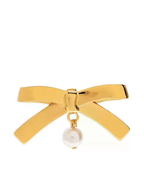 Moschino Bow-shape Pearl-embellished Earrings - Gold