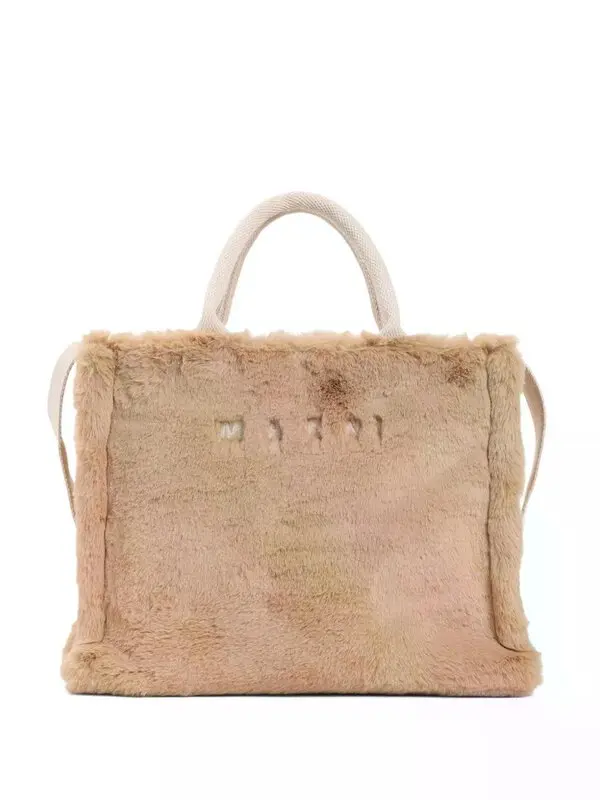 Marni Faux-fur Top-handle Tote Bag - Brown