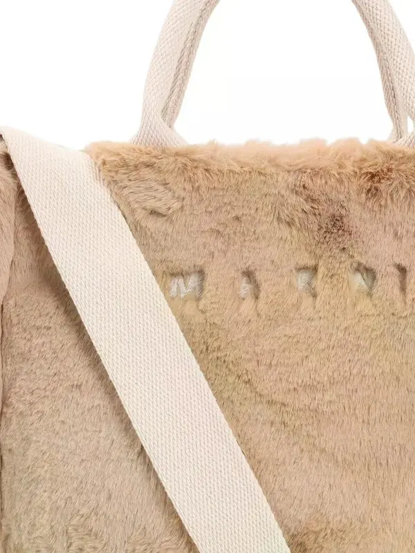 Marni Faux-fur Top-handle Tote Bag - Brown
