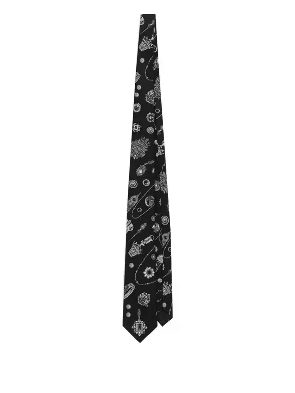 Dolce & Gabbana Jewellery-print Silk Tie - Black