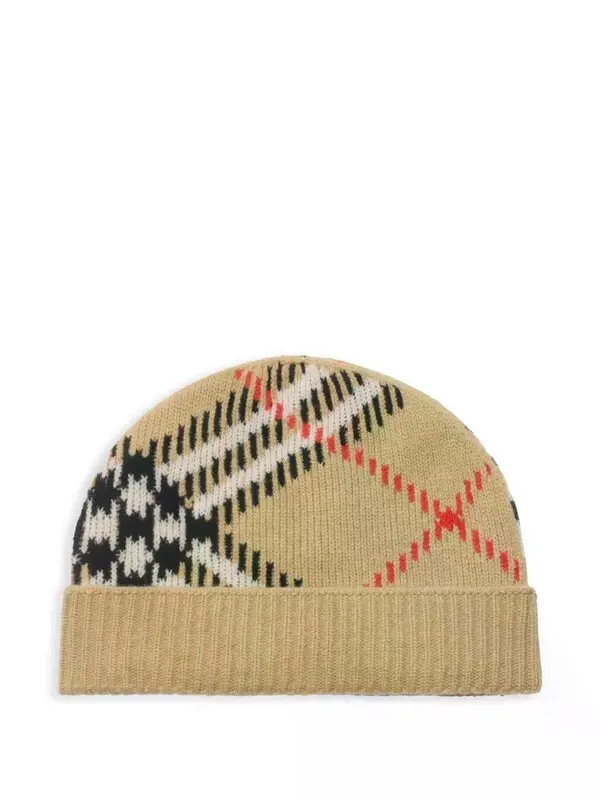 Burberry Check Jacquard-knitted Beanie - Neutrals