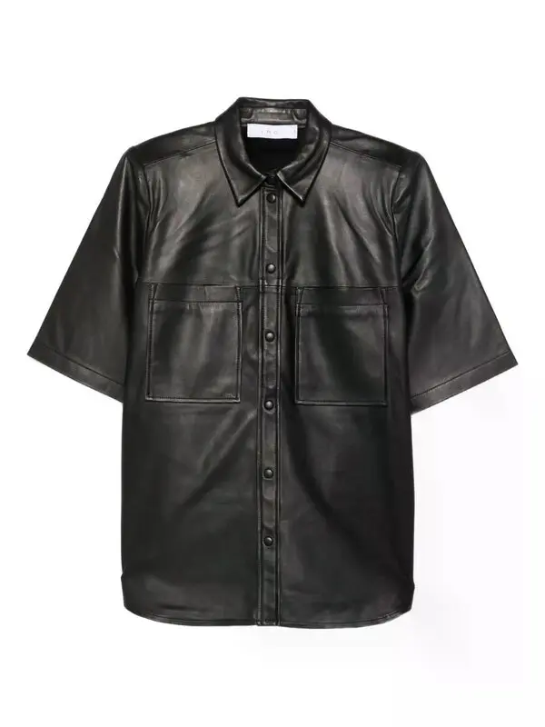 IRO PARIS Leather Short-sleeve Pocket Shirt