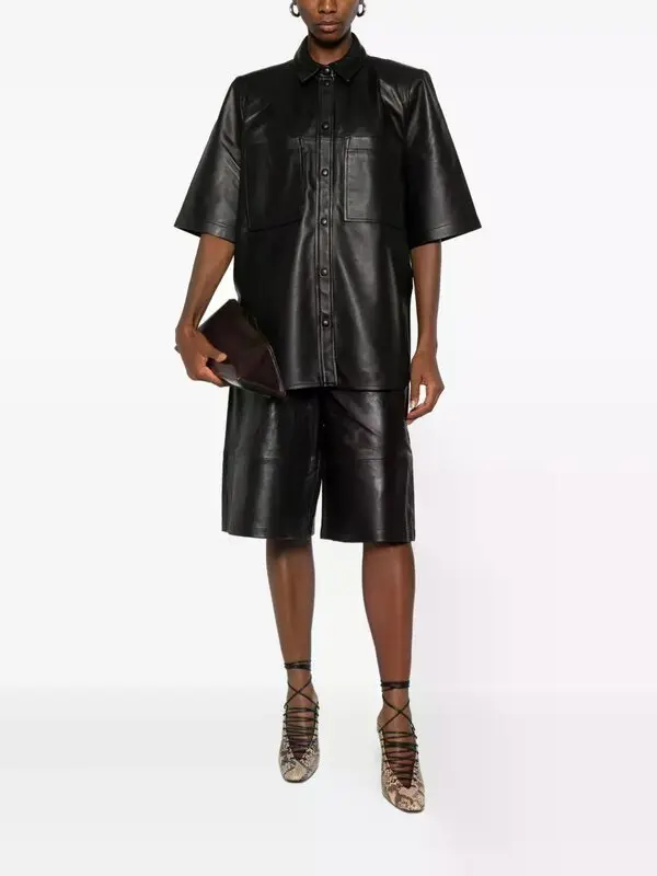 IRO PARIS Leather Short-sleeve Pocket Shirt