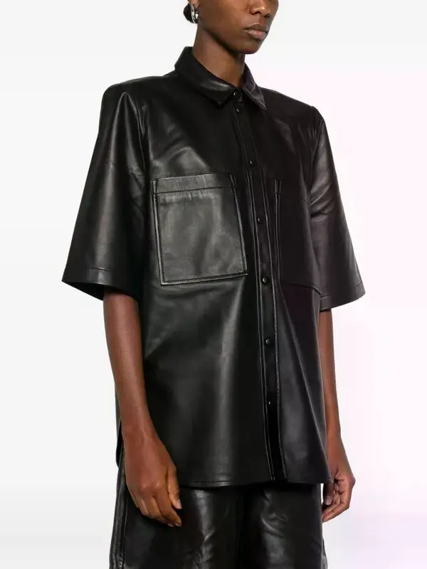 IRO PARIS Leather Short-sleeve Pocket Shirt