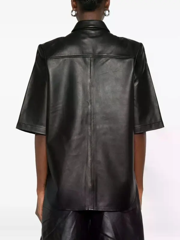IRO PARIS Leather Short-sleeve Pocket Shirt