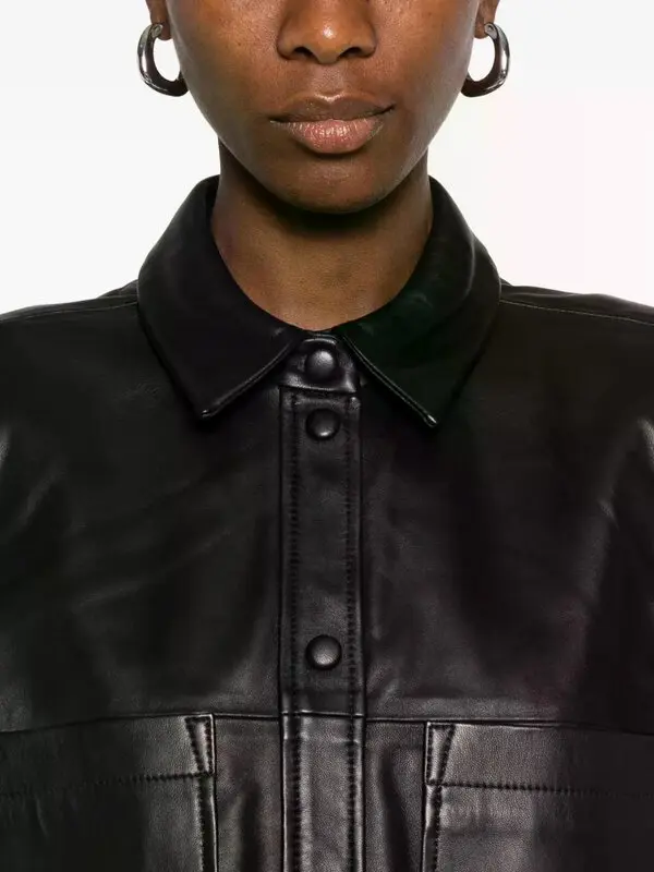 IRO PARIS Leather Short-sleeve Pocket Shirt