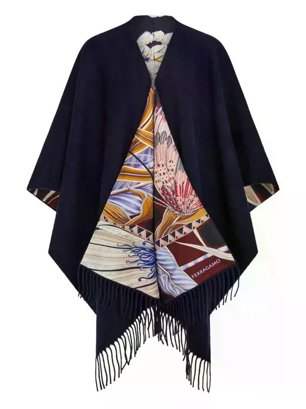 FERRAGAMO Fringe Cape - Blue