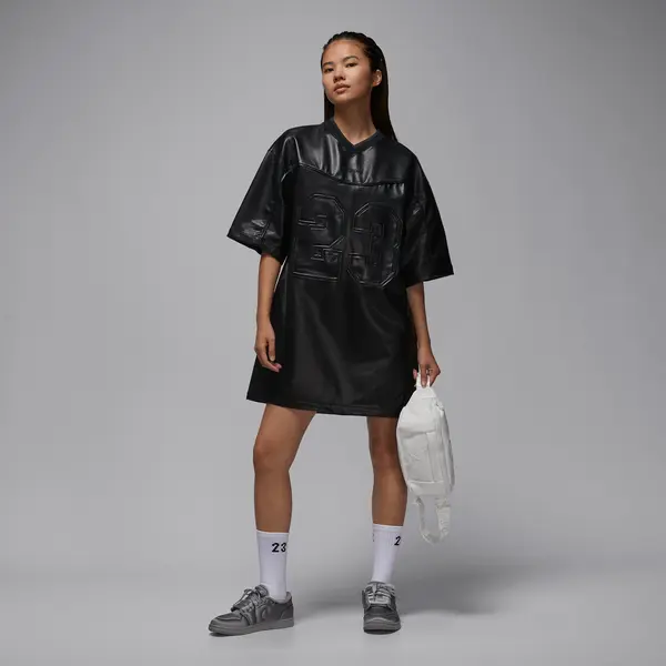 Jordan Faux Leather Jersey Dress In Black - 25% Off | Editorialist