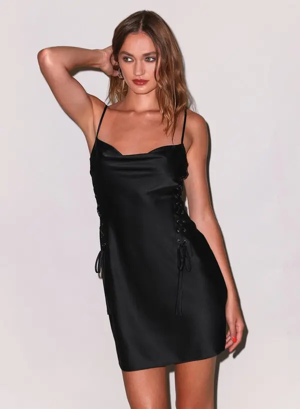 FLEUR DU MAL Ella Mini Dress - Black
