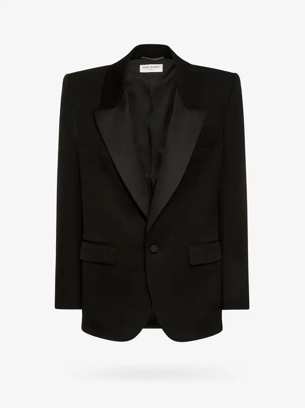 Saint Laurent Tuxedo Wool Blazer With Satin Lapel