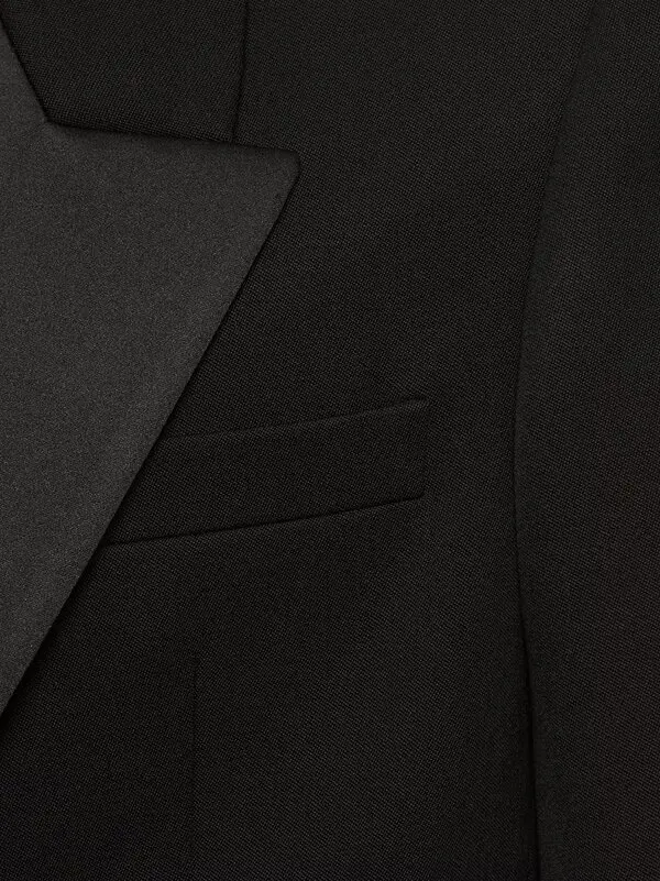 Saint Laurent Tuxedo Wool Blazer With Satin Lapel