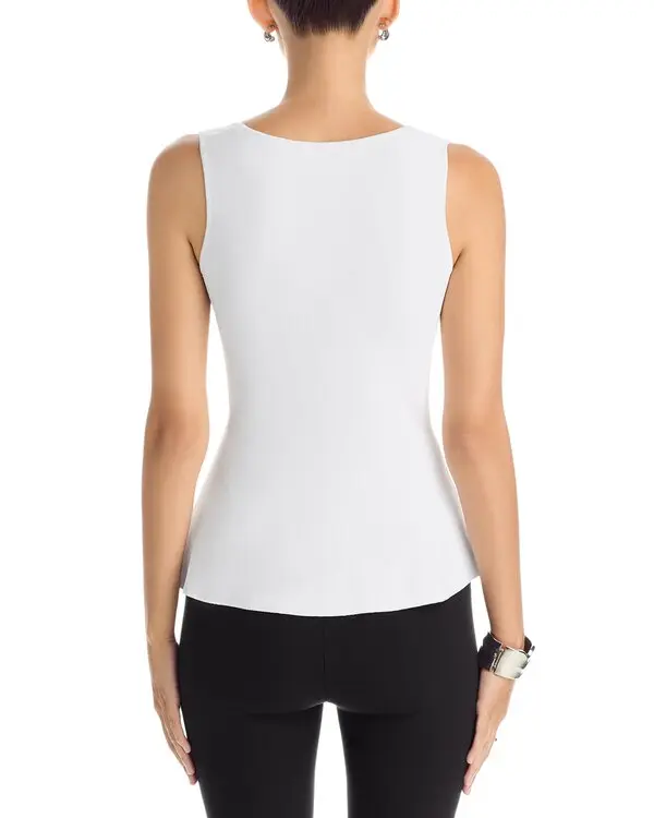 T Tahari Square Neck Peplum Top - White Star