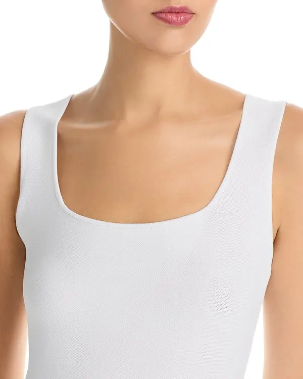T Tahari Square Neck Peplum Top - White Star