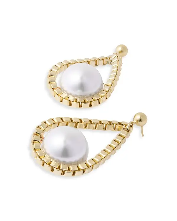 PEARL OCTOPUSS.Y Chained Imitation Pear Earrings - Gold
