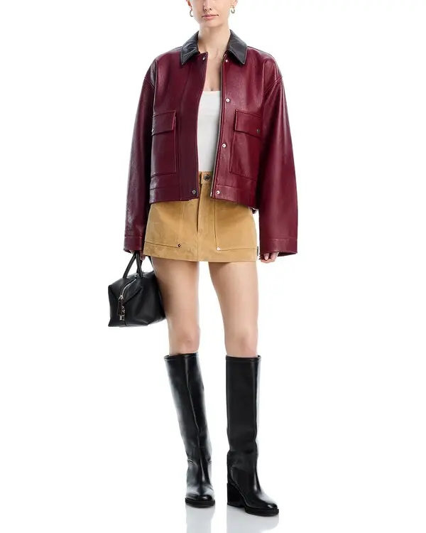 Rag & Bone Nonie Leather Jacket - Burgundy