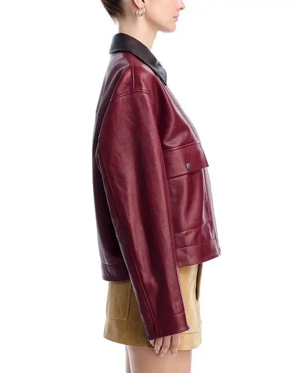 Rag & Bone Nonie Leather Jacket - Burgundy