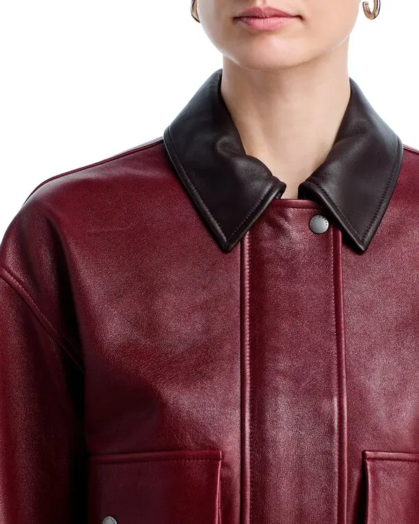 Rag & Bone Nonie Leather Jacket - Burgundy