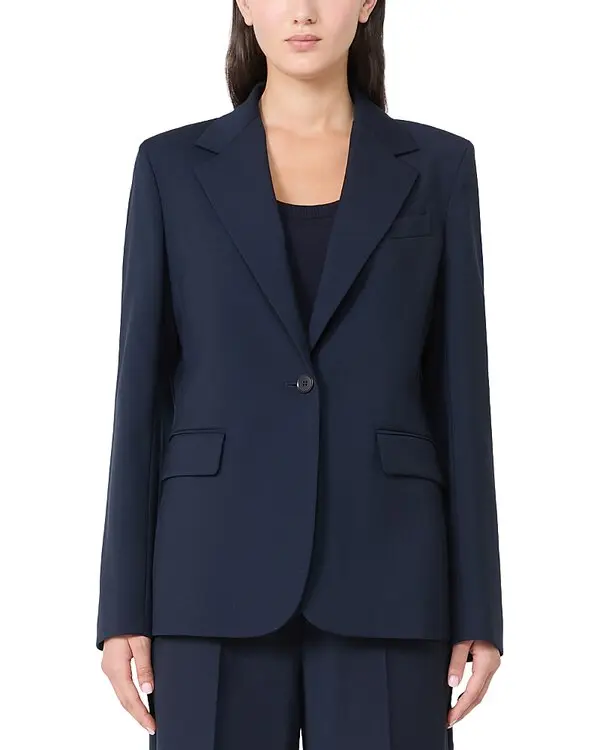 Max Mara Lamine Wool Blazer - Navy