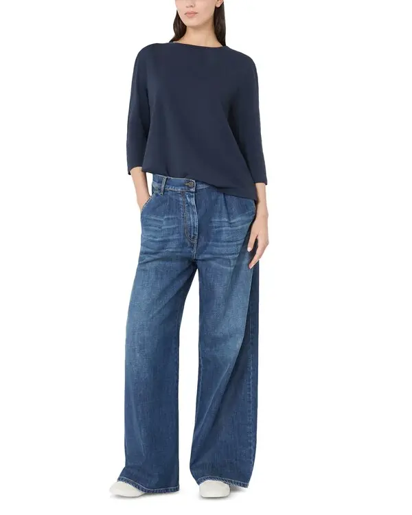Max Mara Multia Boat Neck Top - Navy