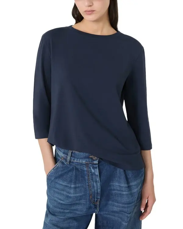Max Mara Multia Boat Neck Top - Navy