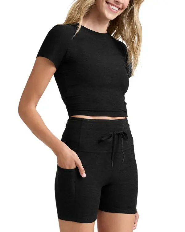 Beyond Yoga Featherweight Cropped Tee - Darkest Night