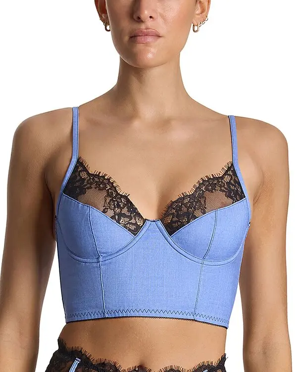 Hanky Panky X Lexi Wood Katrina & Lace Underwire Longline Bra - Denim