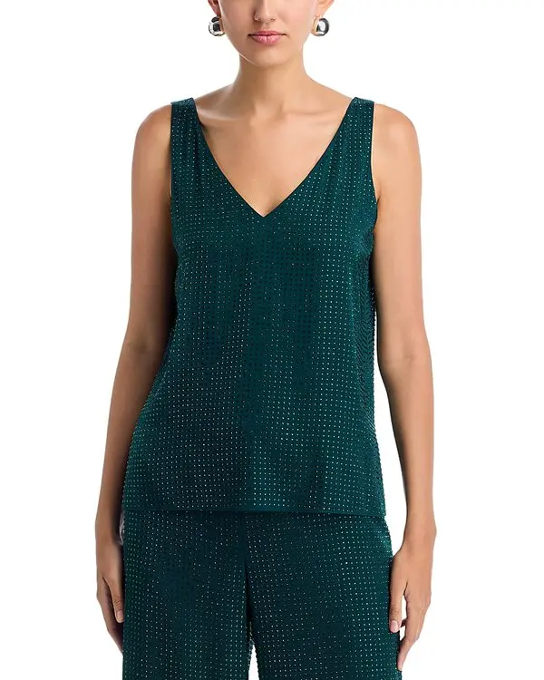 UNGARO Rosie Embellished Silk Blend Top - Pine