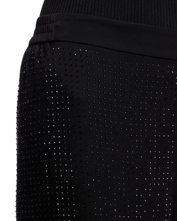 UNGARO Embellished Silk Blend Wide Leg Pants - Black